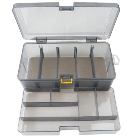 Plastic Dual Layer Waterproof Fishing Tackle Box Lure Bait Storage Case