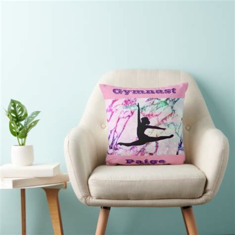 Gymnastics Floor Beam Vault Bars W Custom Name Throw Pillow Zazzle