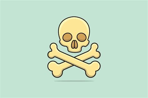 Premium Vector Human Skull Head With Crossbones Vector Illustration
