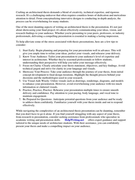 Architectural Thesis Presentation Tips Pdf