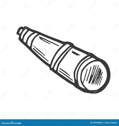 Outline Telescope Pointing Up Vector Icon Isolated Black Simple Line Element Illustration From