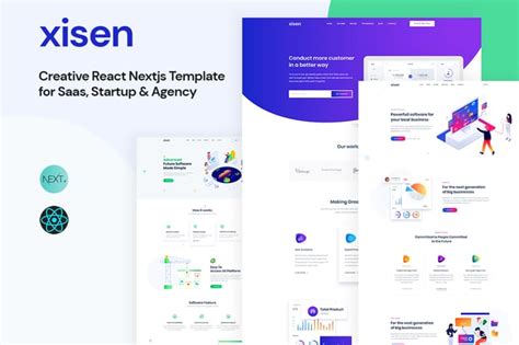 xisen creative react nextjs template for saas site templates