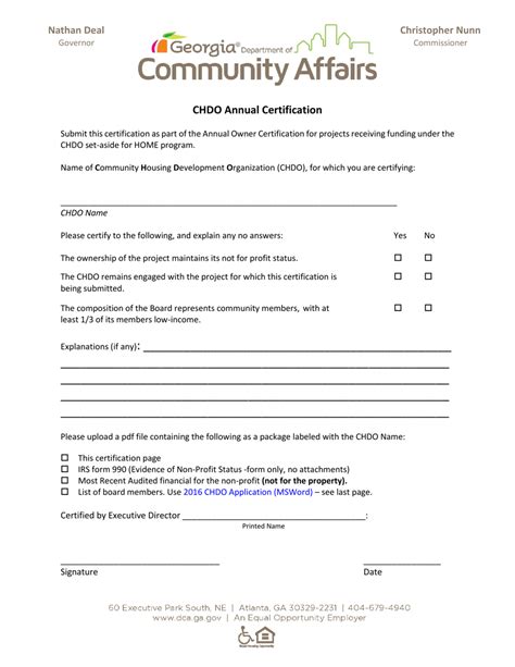 Georgia United States Chdo Annual Certification Fill Out Sign