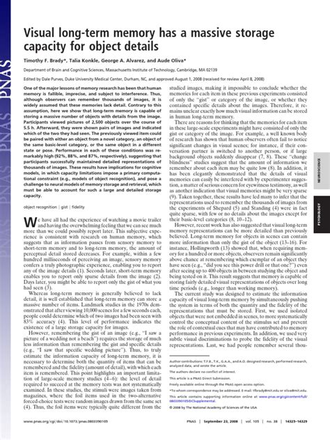 Visual Long Term Memory Pdf Memory Perception