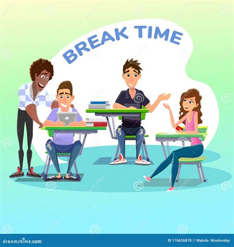 Bright Banner Break Time Between University Class Stock Illustration