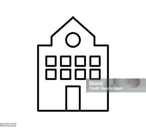 Ilustración De Edificio De Escuela Icono Y Más Vectores Libres De Derechos De Biblioteca