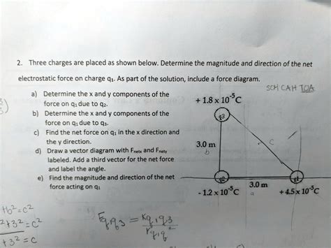 Solved Three Charges Are Placed As Shown Below Determine The