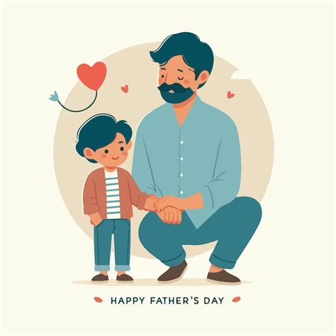 Premium Vector Illustration Of Father And Son With The Text Happy