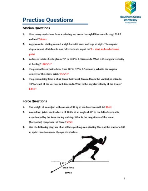 Hbio2003 Module 1 Practise Questions Solutions 1 Practise Questions