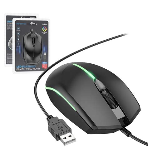 Buy Borofone Bg10 Led Flashing Gaming Wired Mouse Rgb Colorful Light Ergonomic Design Low