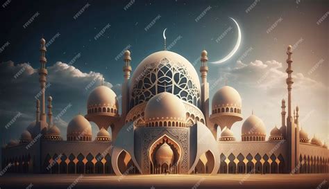 Ilustração Do Incrível Projeto De Arquitetura Da Mesquita Muçulmana