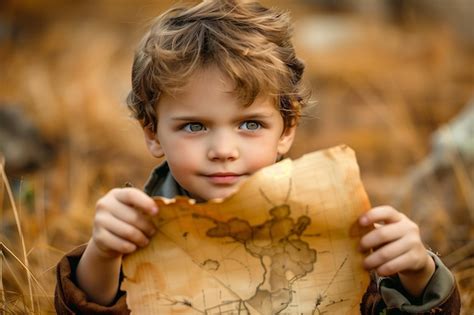 Premium Photo Boy With An Old Map Outdoors