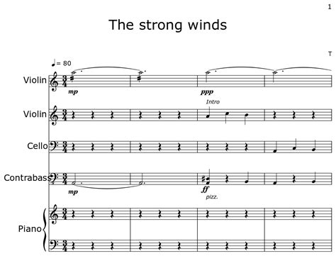 The Strong Winds Sheet Music For Violin Cello Contrabass Piano