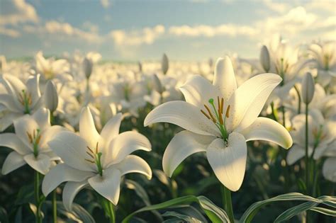 Easter Lilies In A Field Premium Ai Generated Image
