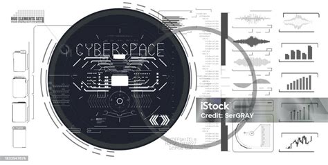 Futuristic Cyberspace Interface Vector Image Featuring Various Data Visualizations Graphs Stock