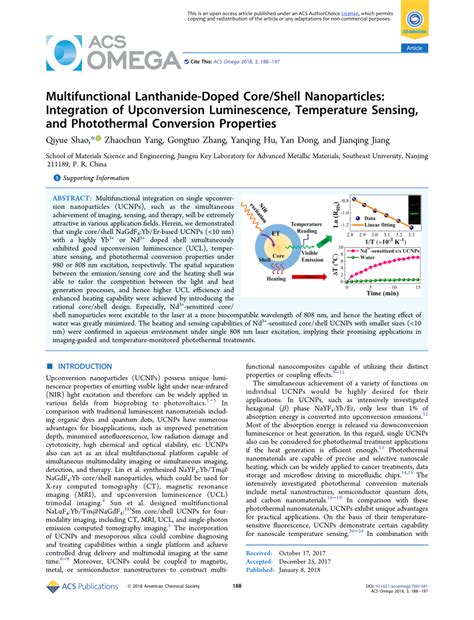 Pdf Multifunctional Lanthanide Doped Coreshell Nanoparticles