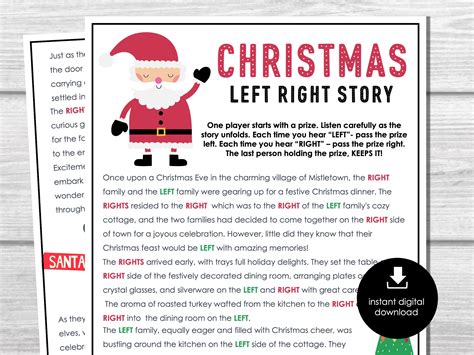 Left Right Christmas Game Xmas Party Games Pass The T Right Left Game Pass The Prize
