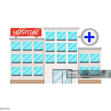 City Hospital Building City Town Hall Cartoon Vector Illustration