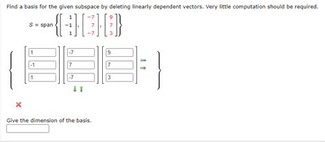Solved Linear Algebra Find A Basis For The Given Subspace