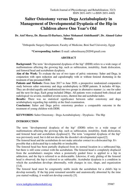 Pdf Salter Osteotomy Versus Dega Acetabuloplasty In Management Of