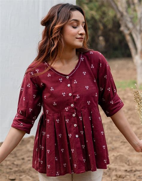 Maroon Peplum Top