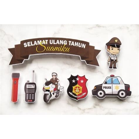 Jual Topper Cake Custom Nama Tema Polisi The Police Shopee Indonesia