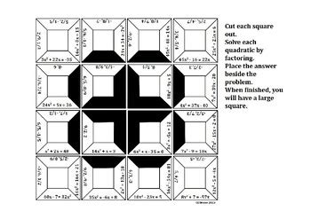 Solving Quadratics Square Puzzle By Dawn Brown TpT