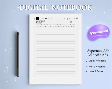 supernote templates hyperlinked notebook etsy