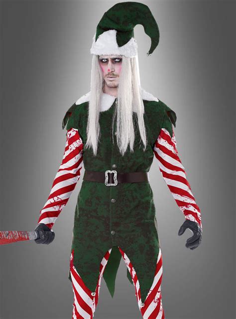 Horror Weihnachtself Kostüm Grün Rot Kostümpalast