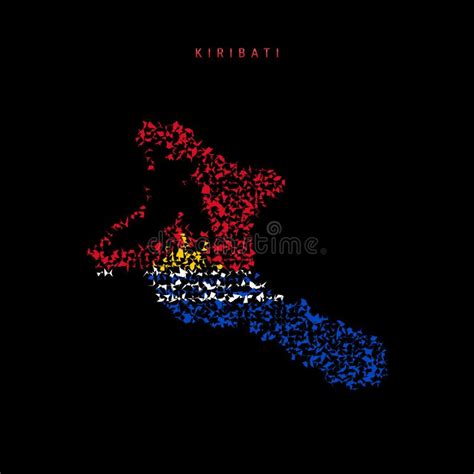 Kiribati Flag Map Chaotic Particles Pattern In The Republic Of