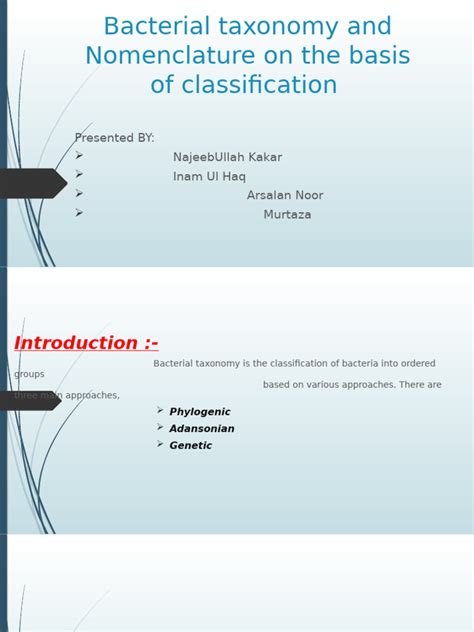 Bacterial Taxonomy And Nomenclature On The Basis Of Bacteria Pdf
