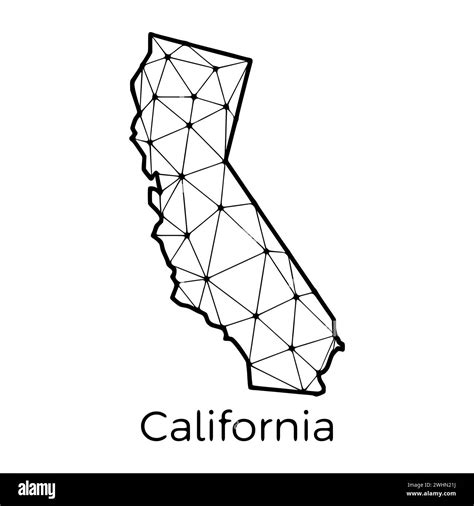 California State Map Polygonal Illustration Made Of Lines And Dots Isolated On White Background