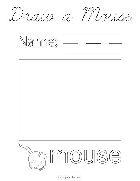 Draw A Mouse Coloring Page Cursive Twisty Noodle