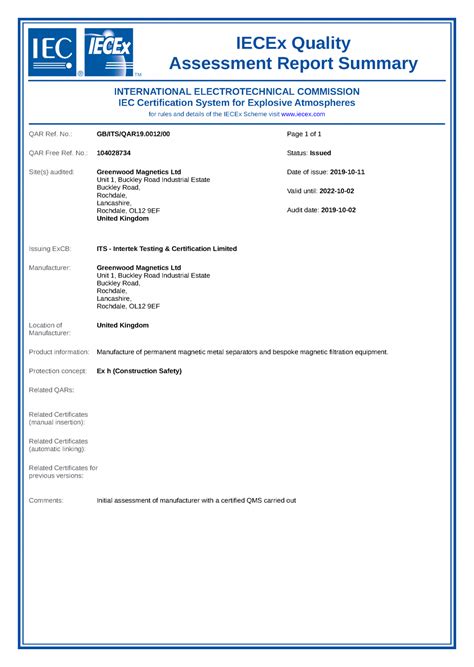 Certificates Greenwood Magnetics