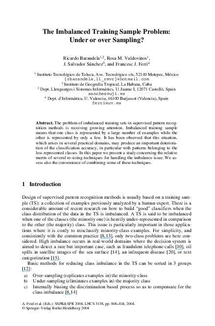 Pdf The Imbalanced Training Sample Problem Under Or Over Sampling