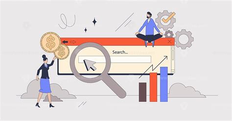 Search Engine Marketing Or Sem Strategy In Neubrutalism Tiny Person Concept Vectormine