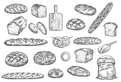 Panes Bollos De Panadería Vectorial Y Baguettes 16167484 Vector En