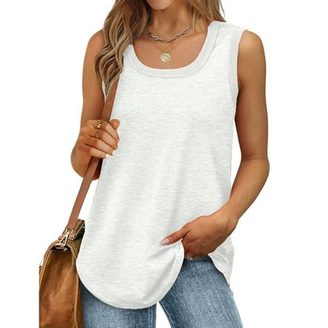 Absuyy Womens Tank Tops Loose Fit Crewneck Summer Casual Cotton