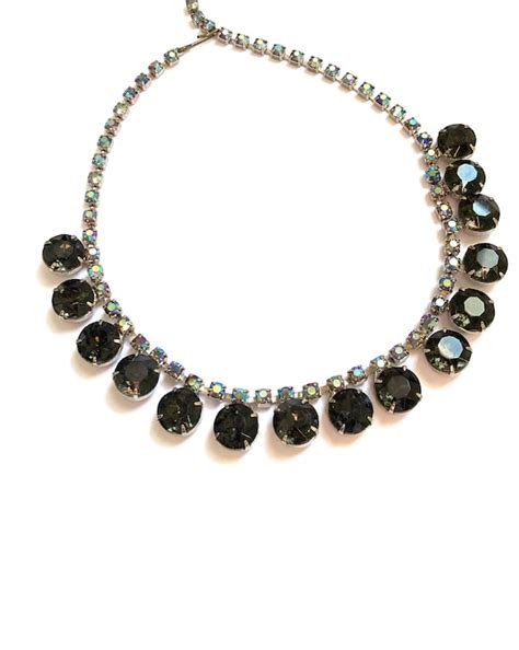 1950s Rhinestone Aurora Borealis Necklace Gem