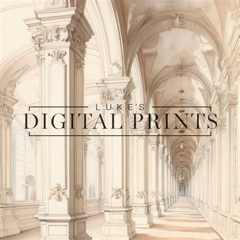 Classical Architecture Drawing Printable Digital Art Print Download Antique Neutral Roman