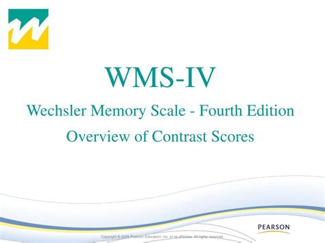 PPT WMS IV Wechsler Memory Scale Fourth Edition Overview Of Contrast Scores PowerPoint