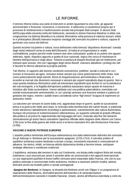 Le Riforme Storia Moderna Docsity