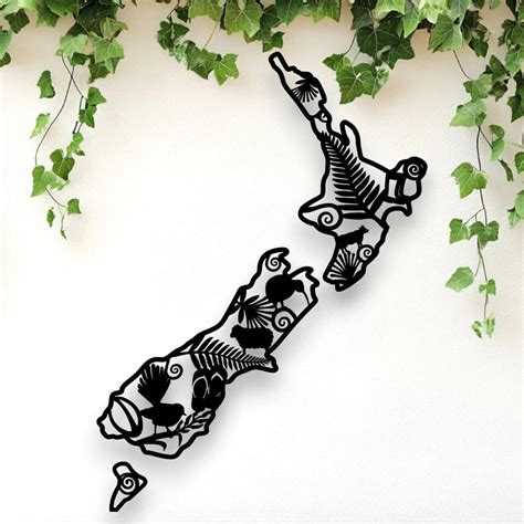 Kiwiana Icons Of Nz Map Wall Art By Whimsic