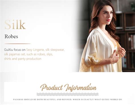 Luxury Womens Robes With Light Golden Silk Lace Embroidery