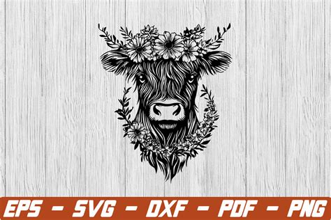 Highland Cow With Flowers Svg Highland Graphic By Ripongrafix471