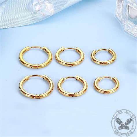 Minimalist Round Stainless Steel Hoop Earrings Gthic