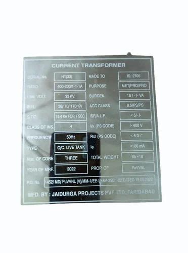 Steel Transformer Nameplate Wall Mounted Grade Ss 304 At Rs 70 Piece