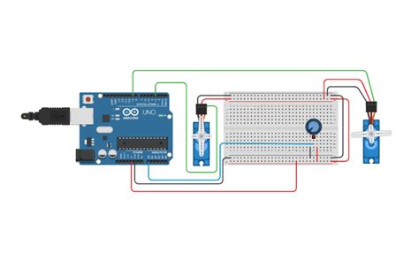 Circuit Design Dos Servomotores Tinkercad