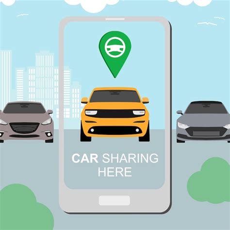 Premium Vector Renting And Carpooling Banner On City Background Rental Auto Service Carsharing