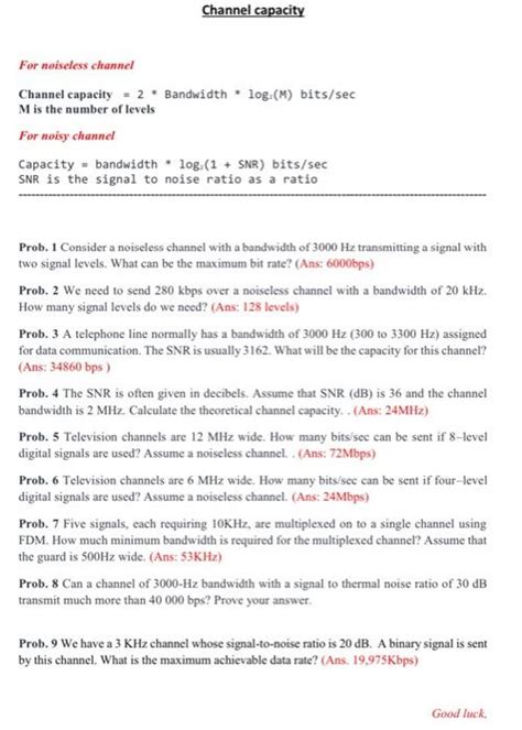 Solved Prob Consider A Noiseless Channel With A Bandwidth Chegg